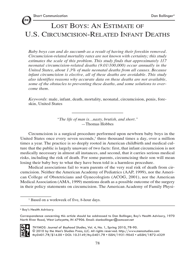 Lost Boys - Estimate of US Circumcision-Related Deaths | PDF ...