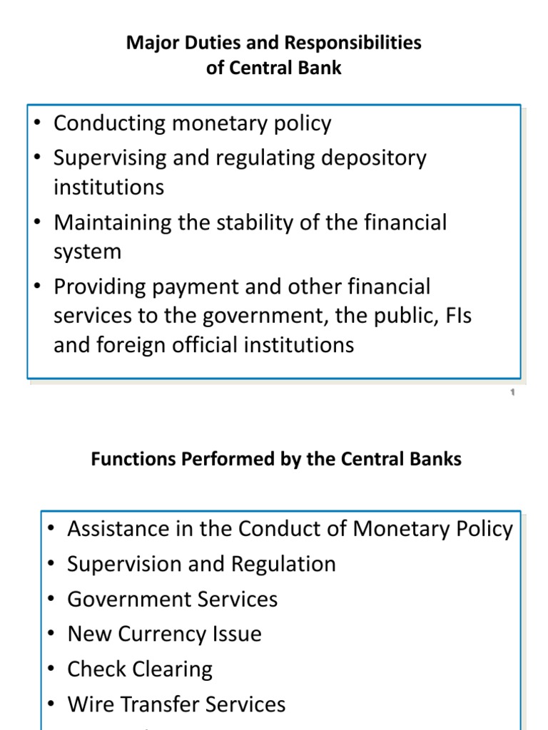 Central Bank Duties | Central Banks | Monetary Policy