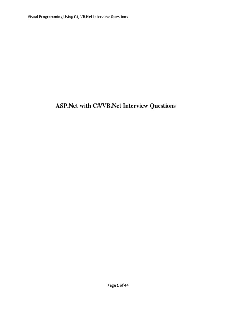 With C Or Vb Net Interview Questions Pdf C Sharp Programming Language Component