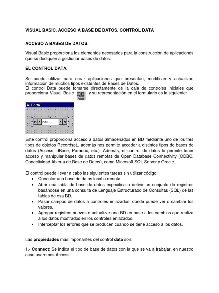 Visual Basic El Control Data | PDF | SQL | Tabla (base de datos)
