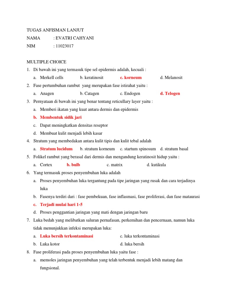 Kumpulan Soal Sistem Integumen | PDF