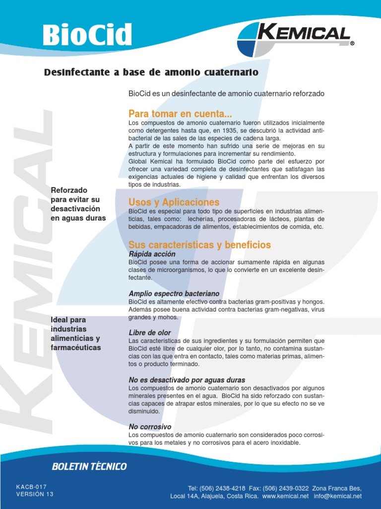 PT 022 Kacb-017 v13 Biocid | PDF | Alimentos | Las bacterias