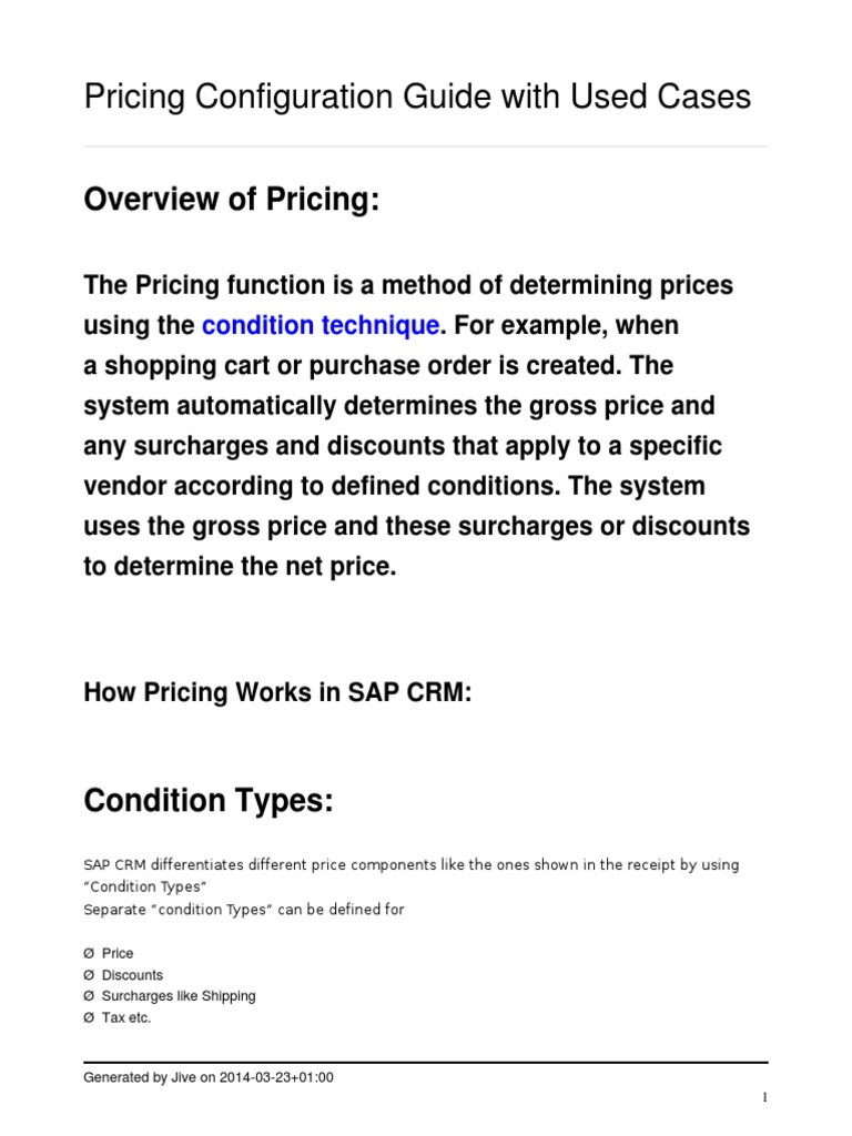 Pricing Configuration Guide With Used Cases | PDF | Discounts And ...