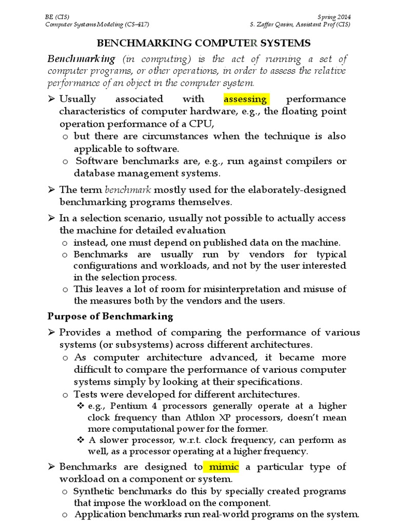 Benchmarking Slides | PDF | Benchmark (Computing) | Computer Program