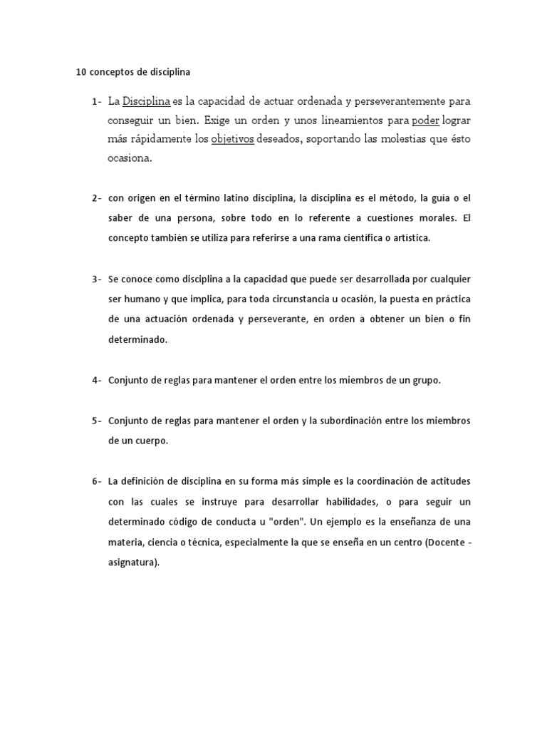 10 Conceptos de Disciplina | Disciplinas | Aprendizaje