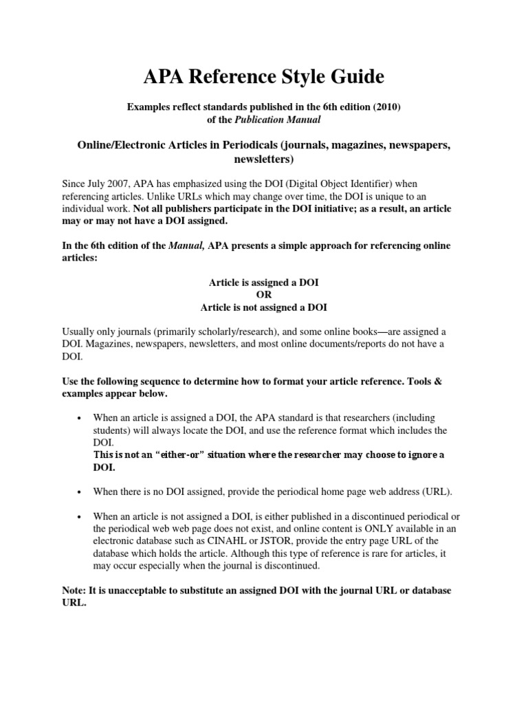 APA Reference Style Guide | PDF | Digital Object Identifier | Thesis