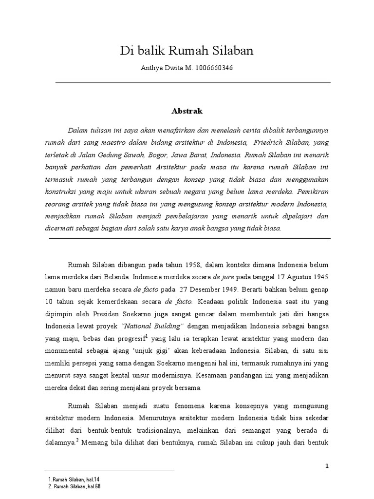 Di Balik Rumah Silaban | PDF | Ilmu Sosial | Seni