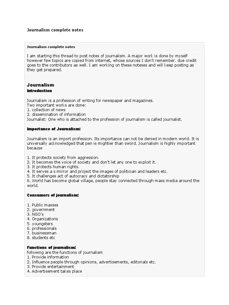 Journalism Complete Notes. | Journalism | Rumor