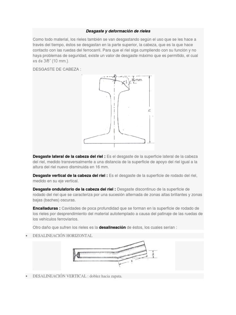 Desgaste y Deformación de Rieles | PDF | Transporte ferroviario | Track (transporte ferroviario)