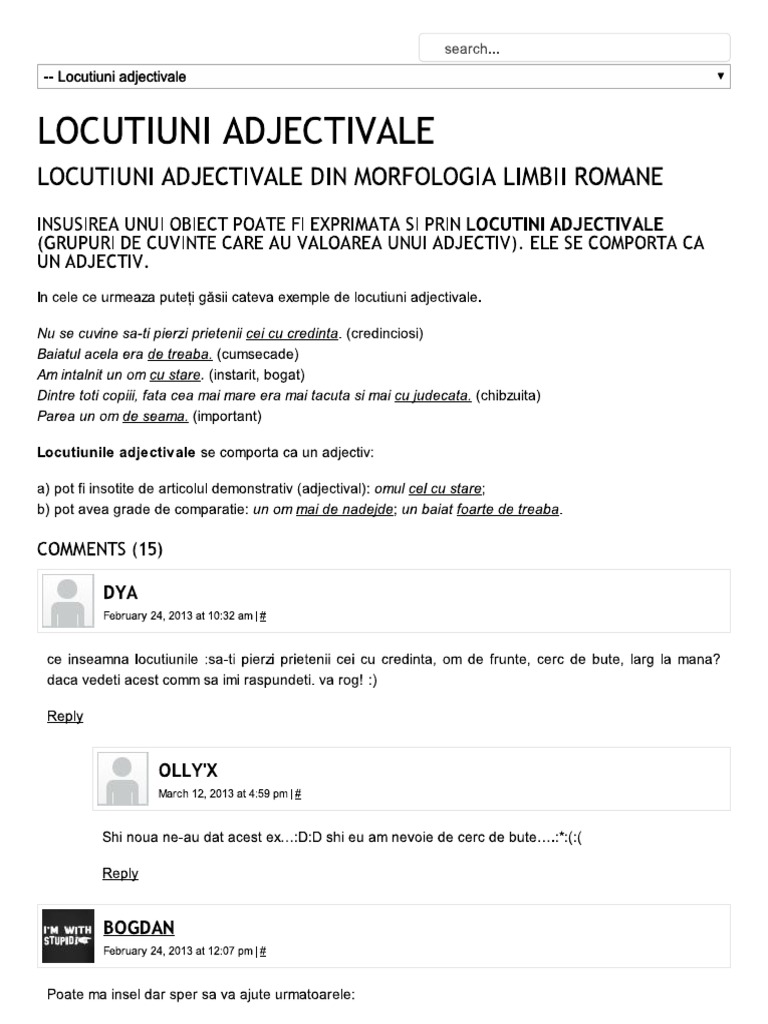 Locutiuni Adjectivale - Morfologia | PDF
