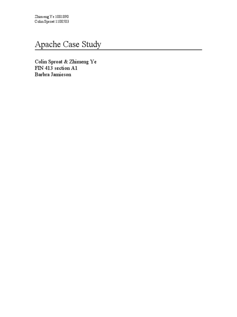 Apache Case Study | PDF | Hedge (Finance) | Financial Economics