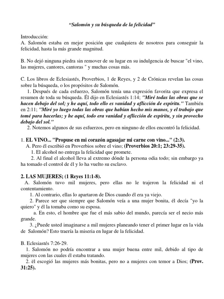 Busqueda de La Felicidad | PDF | Solomons | Libro de proverbios