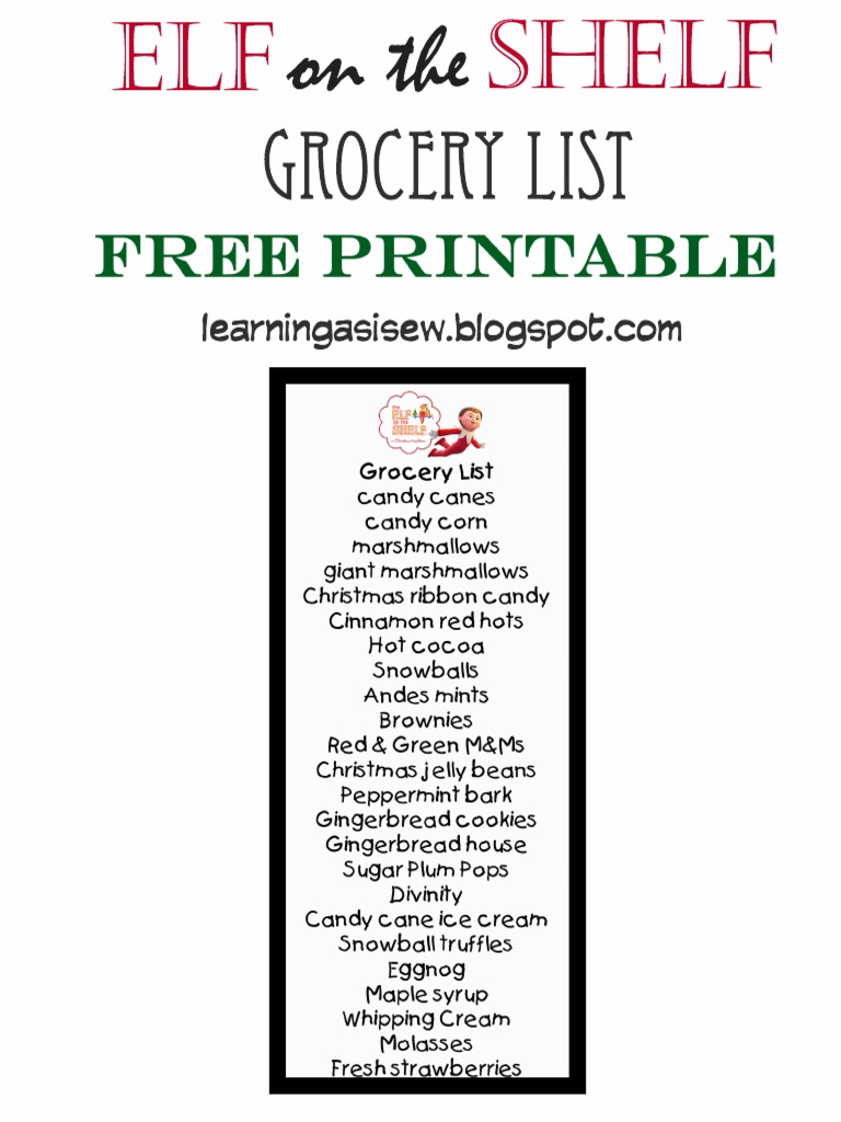 Elf On The Shelf - Grocery List | PDF | Language Arts & Discipline