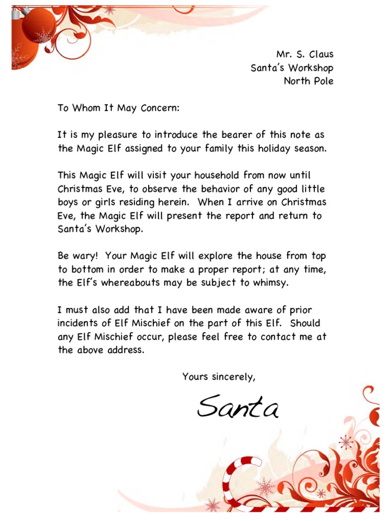Elf On The Shelf Intro Letter 1 | PDF | Mystery, Thriller & Crime ...