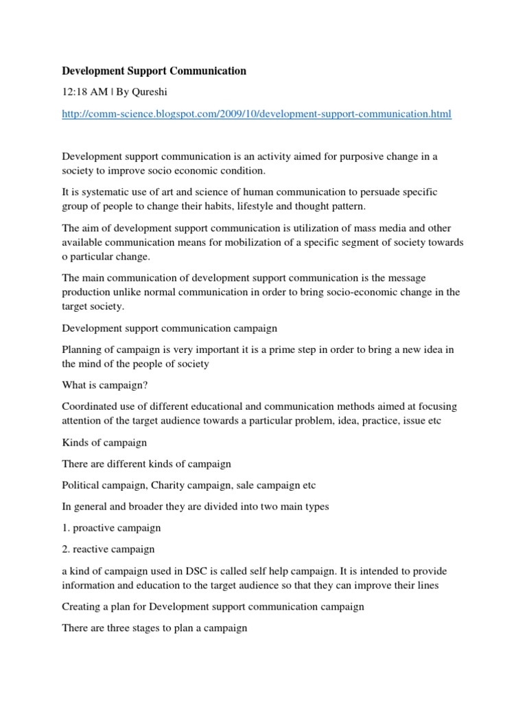 Development Support Communication | PDF | Target Audience | Evaluation