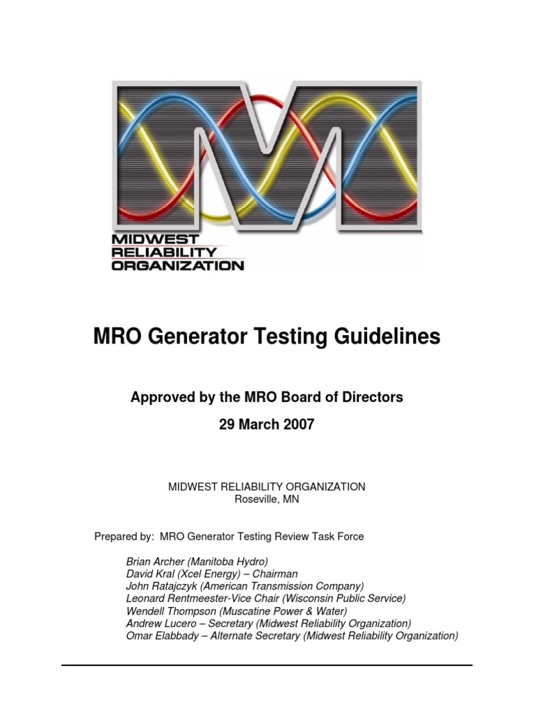 MRO Generator Testing Guidelines | PDF | Verification And Validation ...