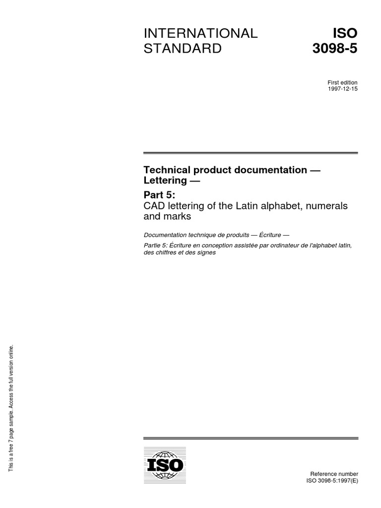 Texto International Standard Iso 3098-5 Cad Lettering - Iso | PDF ...