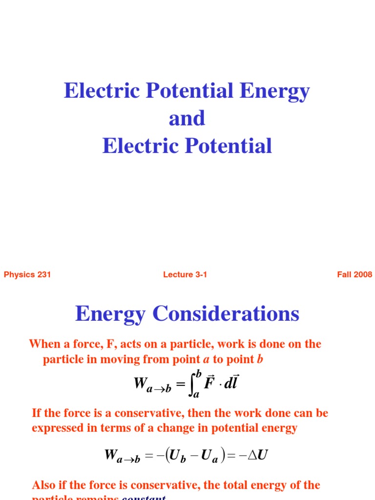 Electric Potential Energy and Electric Potential | PDF | Potential ...