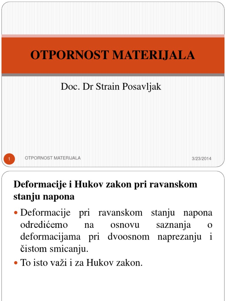 Otpornost Materijala Predavanje Br. 4 | PDF
