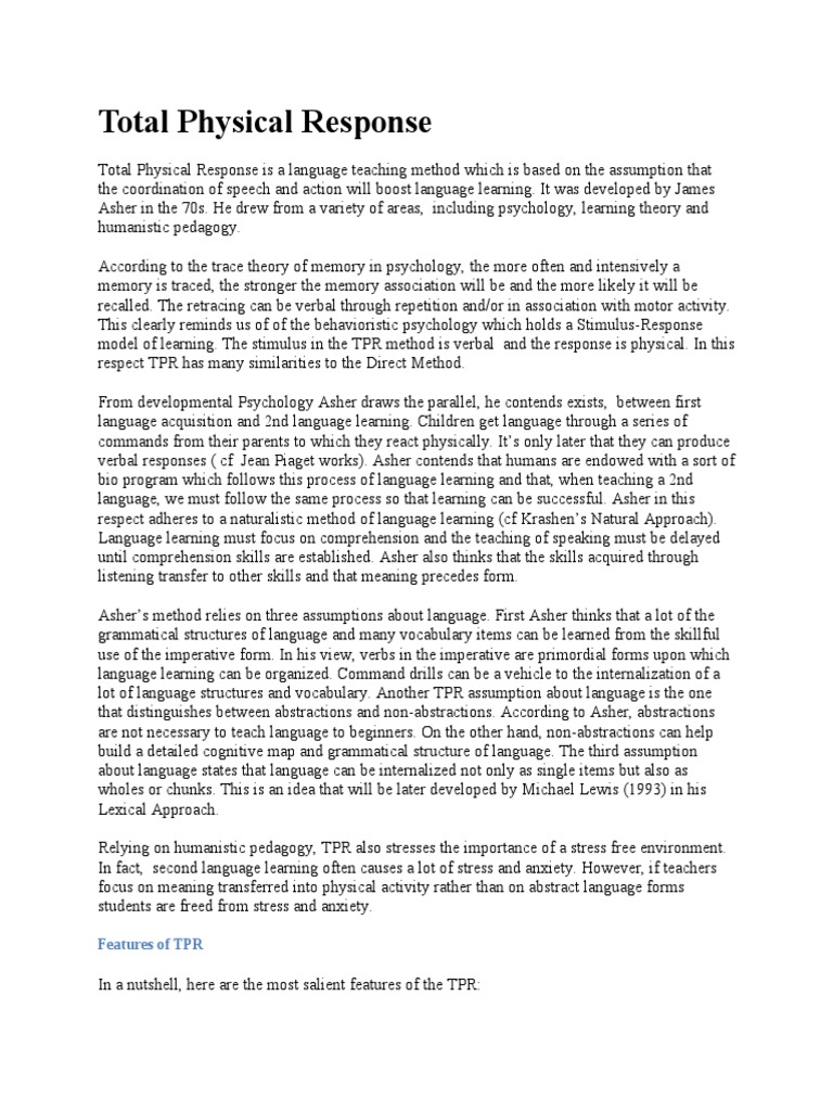 Total Physical Response and Suggestopedia | PDF | Language Acquisition ...