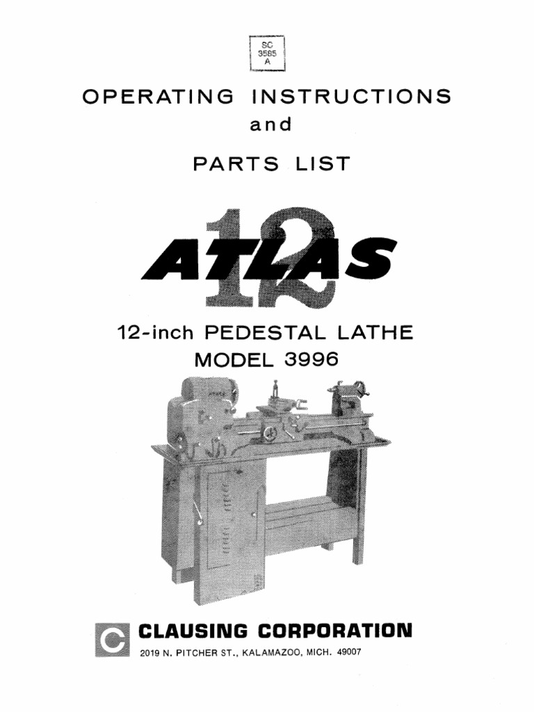 Atlas Lathe 12 3996 12x36 | PDF | Home & Garden