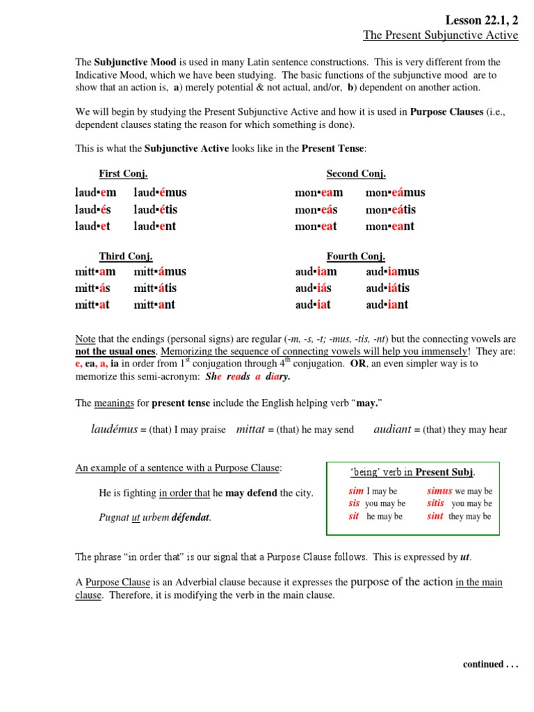 Present Subjunctive in Latin | PDF | Language Arts & Discipline