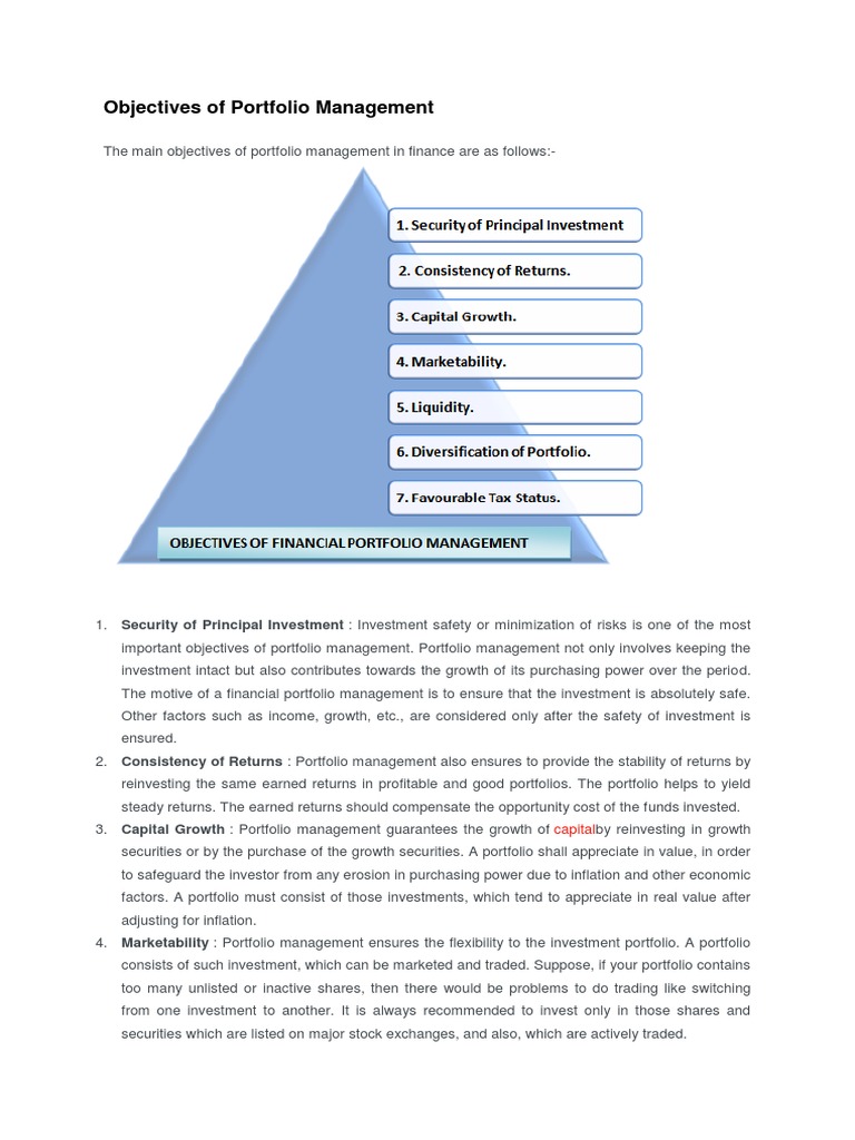 Objectives of Portfolio Management | PDF | Investment Management | Investor