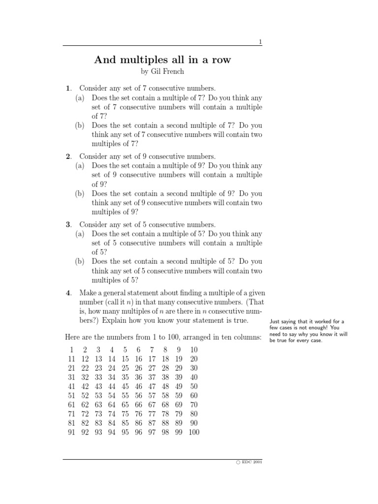 Finding Multiples in Consecutive Sets | PDF | Mathematical Objects ...