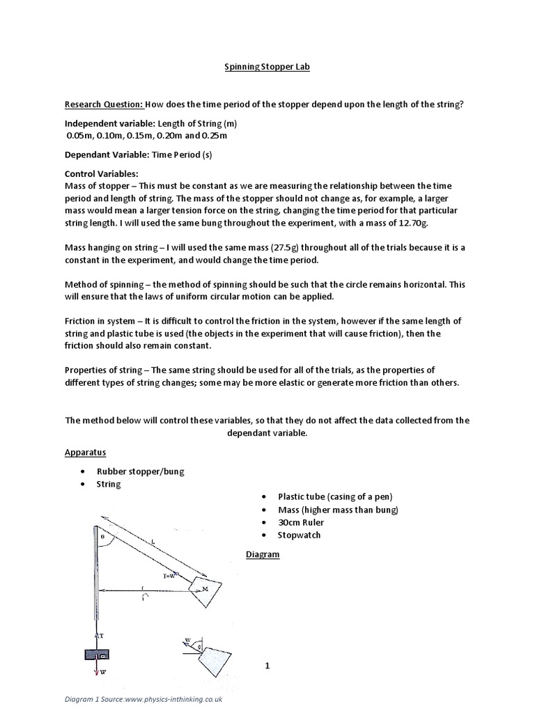 Spinning Stopper Lab Report | PDF | Observational Error | Uncertainty