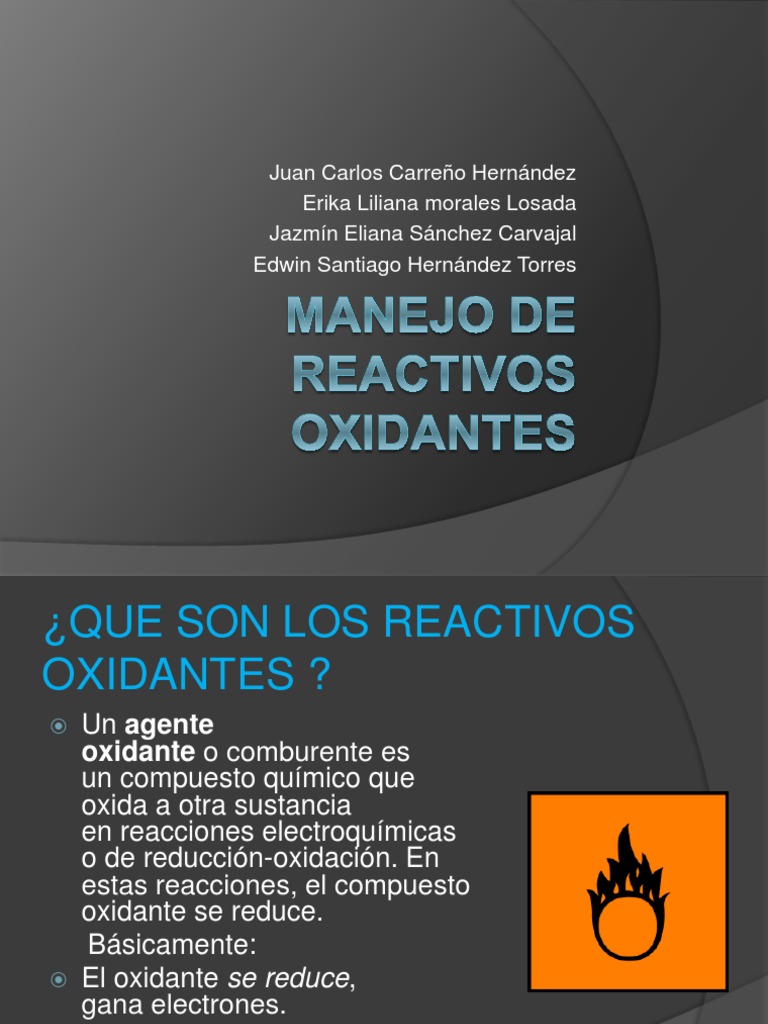 Manejo de Reactivos Oxidantes | PDF | Agente oxidante | Redox