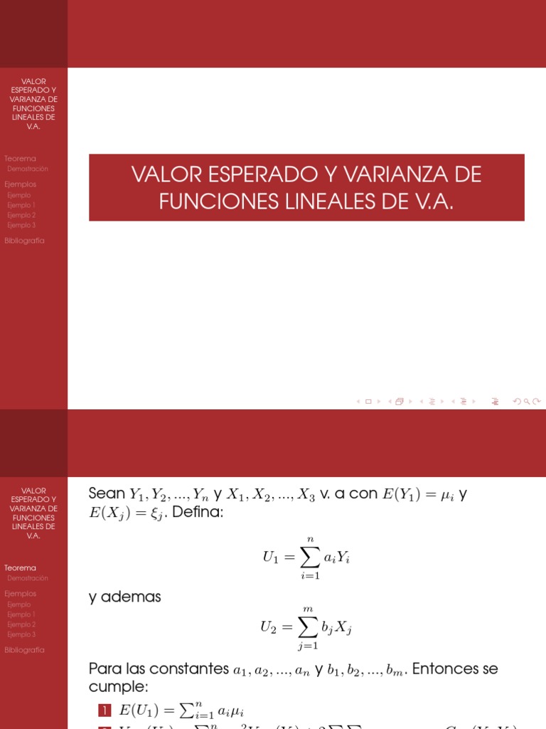 Valor Esperado y Varianza de Funciones de Variables Aleatorias | PDF | Diferencia | Variable ...