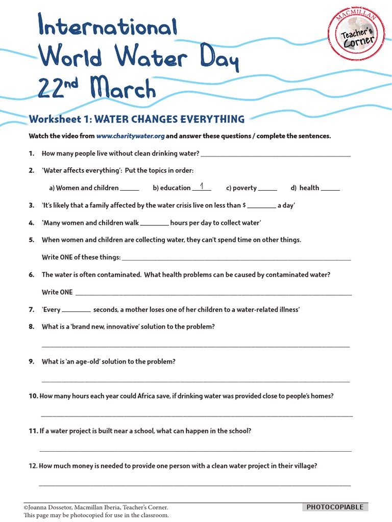 Water's Impact: A Classroom Worksheet | PDF | Social Science | Science ...