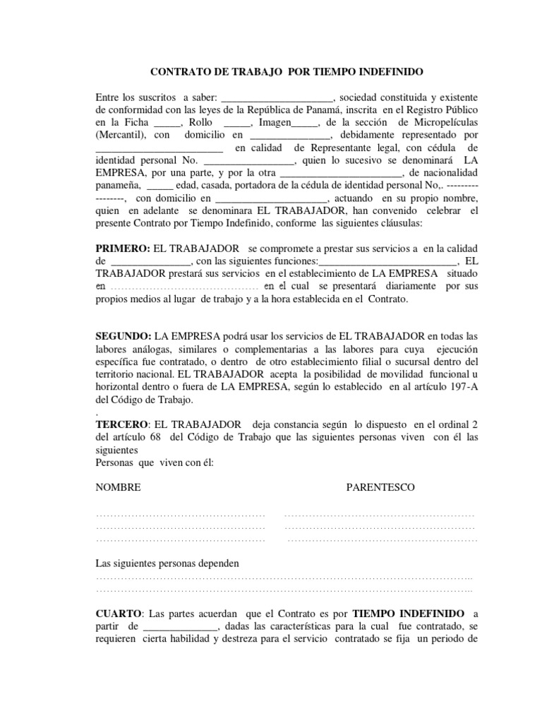 Contrato de Trabajo Por Tiempo Definido | Pagos | Gobierno | Prueba ...