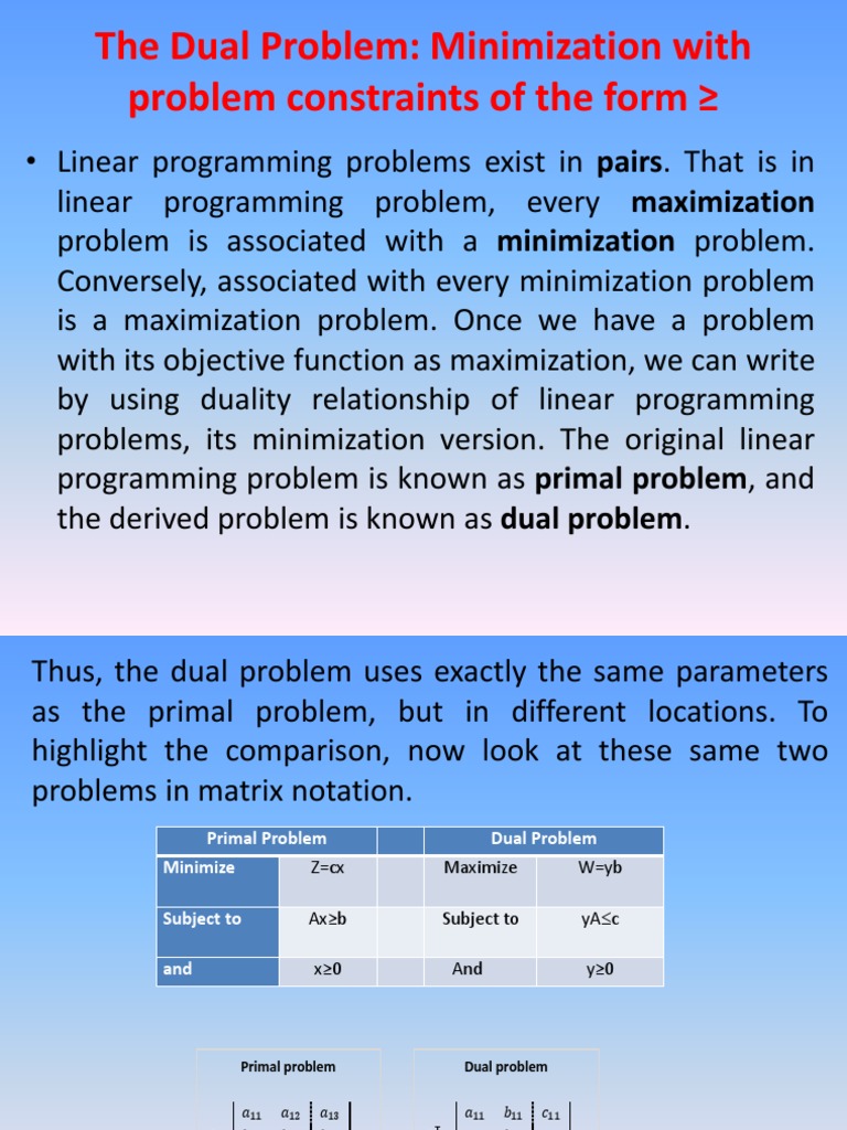 5-The Dual and Mix Problems | PDF | Mathematical Optimization | Linear Programming