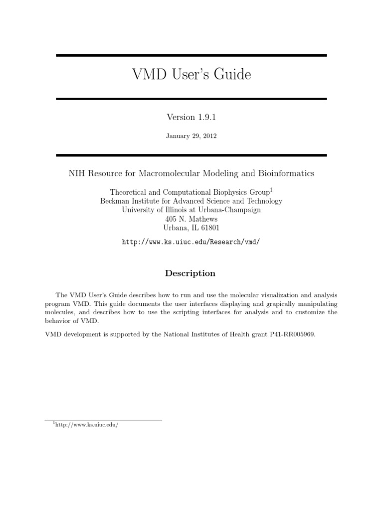 VMD | PDF | Visualization (Graphics) | Molecular Dynamics