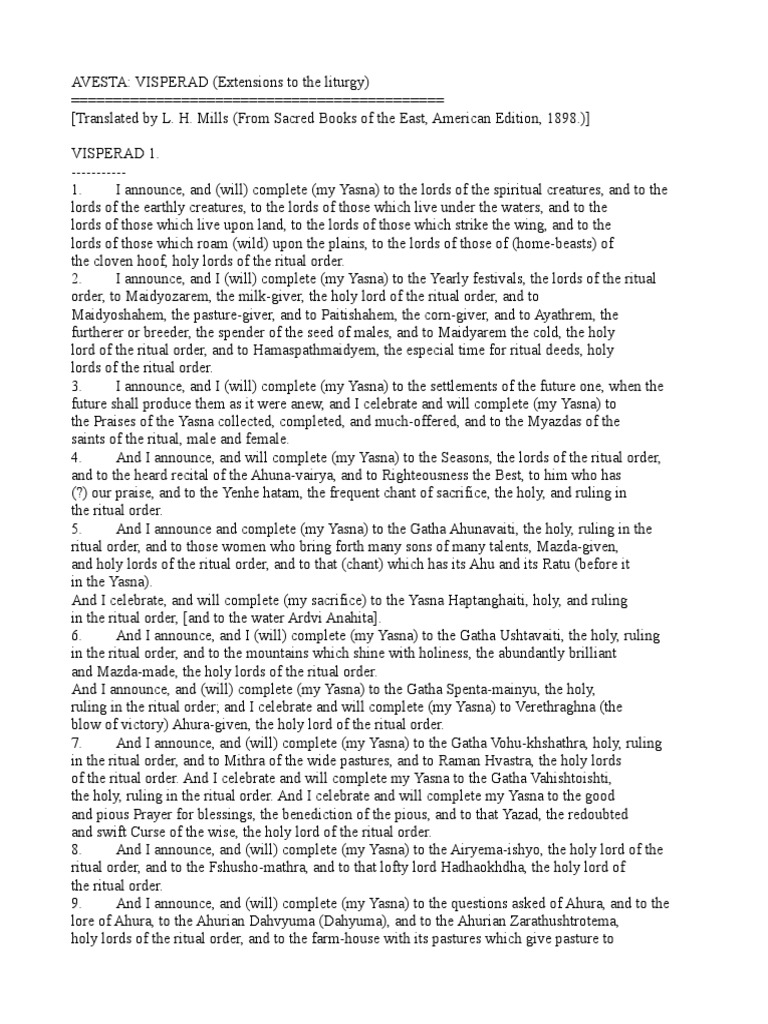 AVESTA VISPERAD (Extensions To The Liturgy) | PDF | Zoroastrianism ...