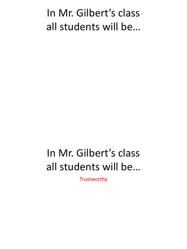 In Mr. Gilbert's Class All Students Will Be | PDF | Self-Improvement ...