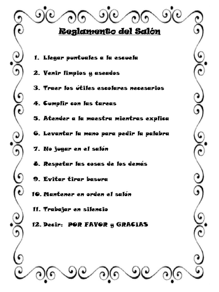 Reglamento Del Salón | PDF