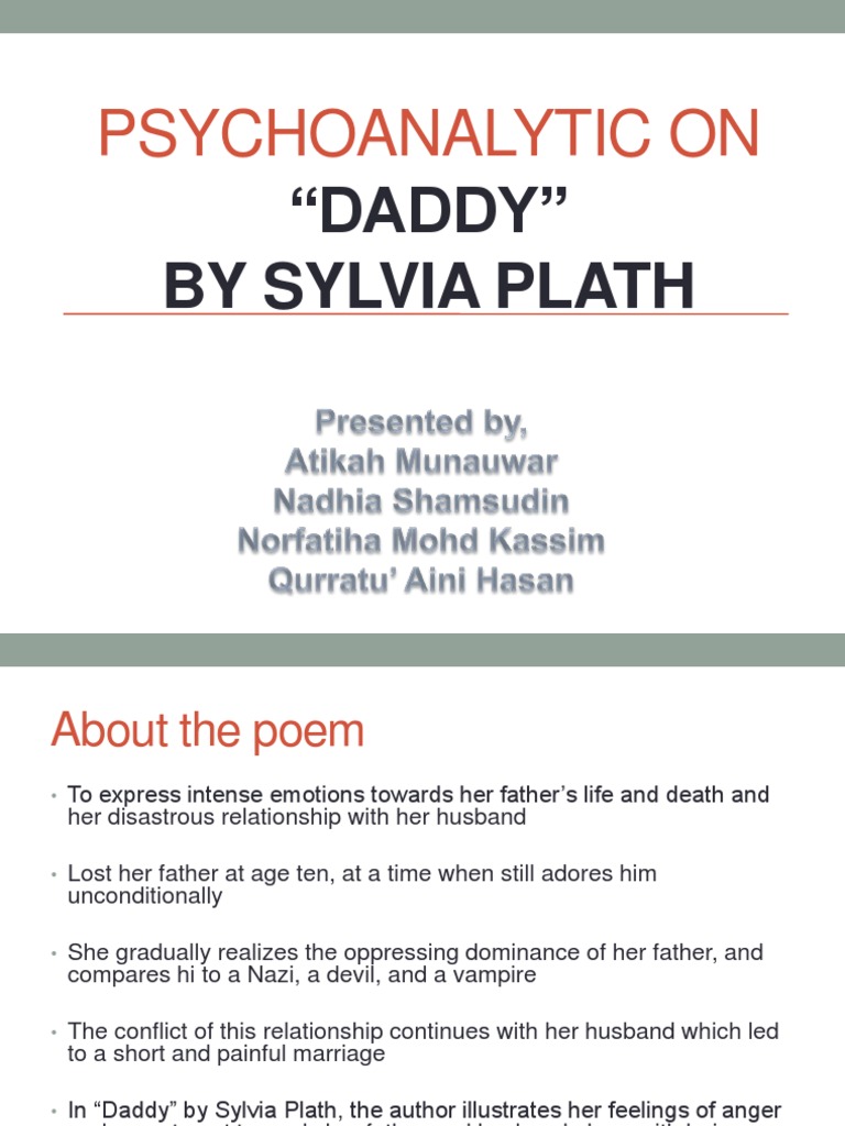 Psychoanalytic On Daddy by Sylvia Plath | PDF | Rhyme | Poetry