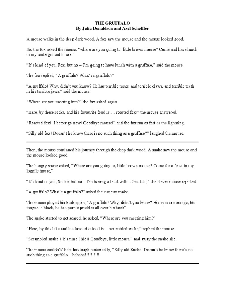 The Gruffalo Story Text | PDF