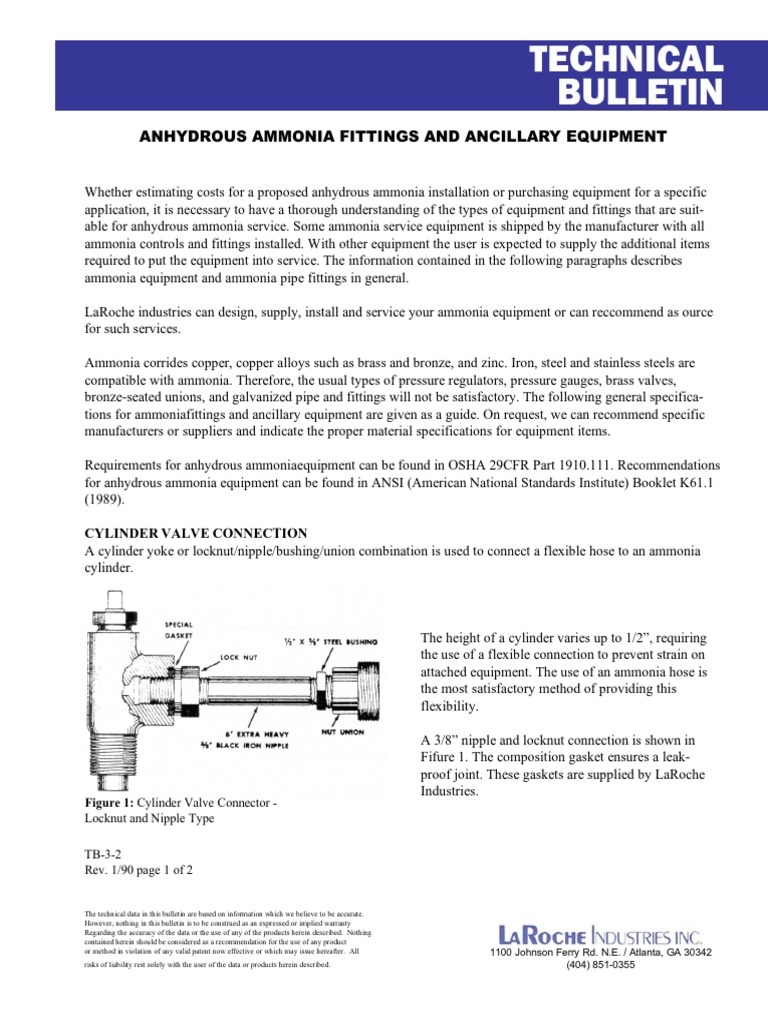 Anhydrous Ammonia Fittings and Ancillary Equipment | PDF | Pipe (Fluid ...