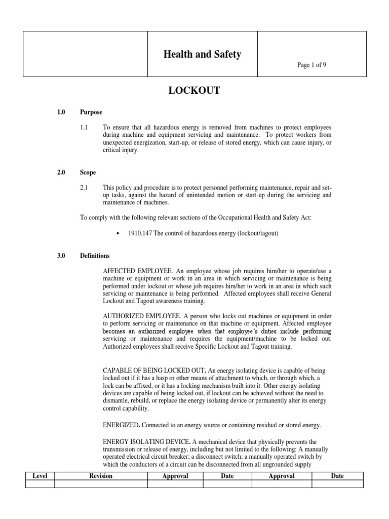 1-4 (G) Lockout - US | PDF | Labour | Energy And Resource