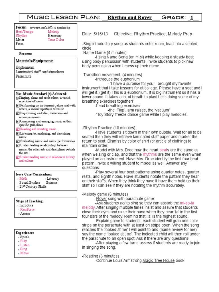 Level 2 Lessonplan 1 | PDF | Rhythm | Singing
