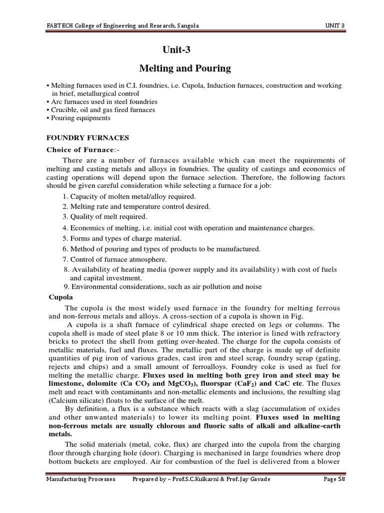 Unit 3 Notes | PDF | Foundry | Refractory