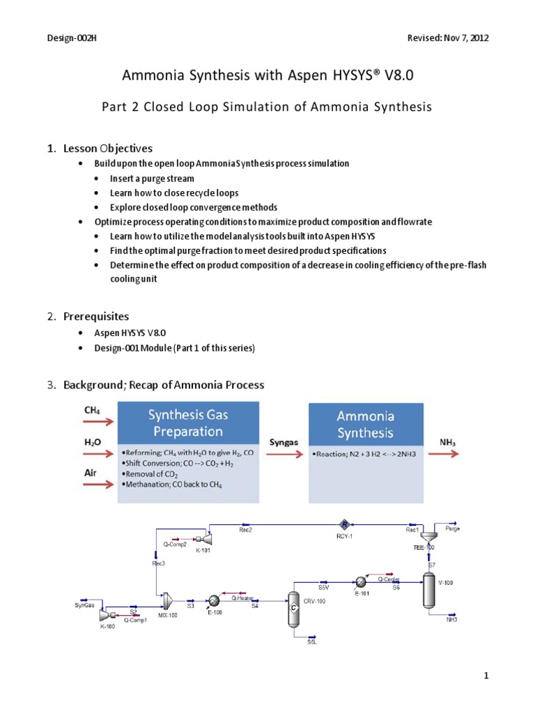 Design 002H AmmoniaSynthesis ClosedLoop | PDF | Ammonia | Recycling