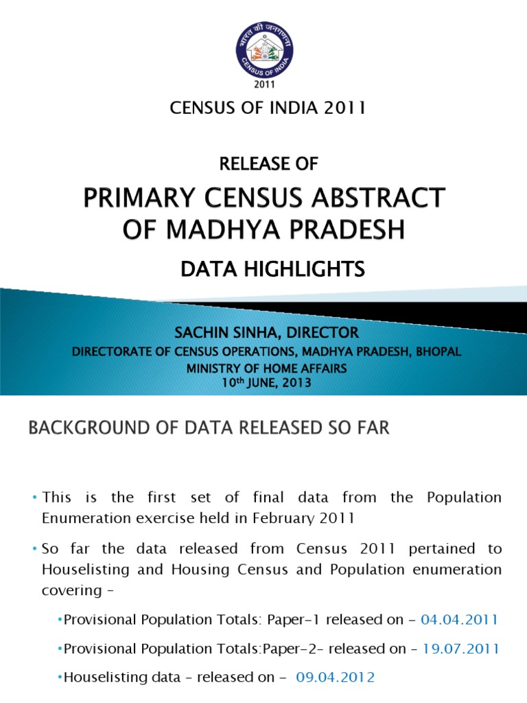 Presentation Primary Census Abstract Final 10.06.13 | PDF | South Asia