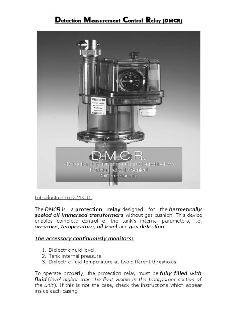 DMCR Relay: Transformer Protection Guide | PDF | Transformer | Relay