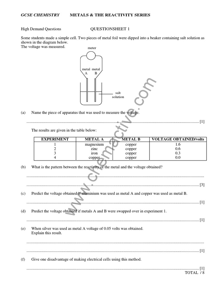 Metals Questions and Answers Guide | PDF