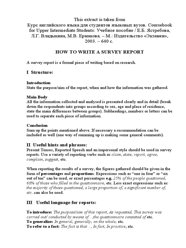 How To Write Survey Report 2010 | PDF | Science