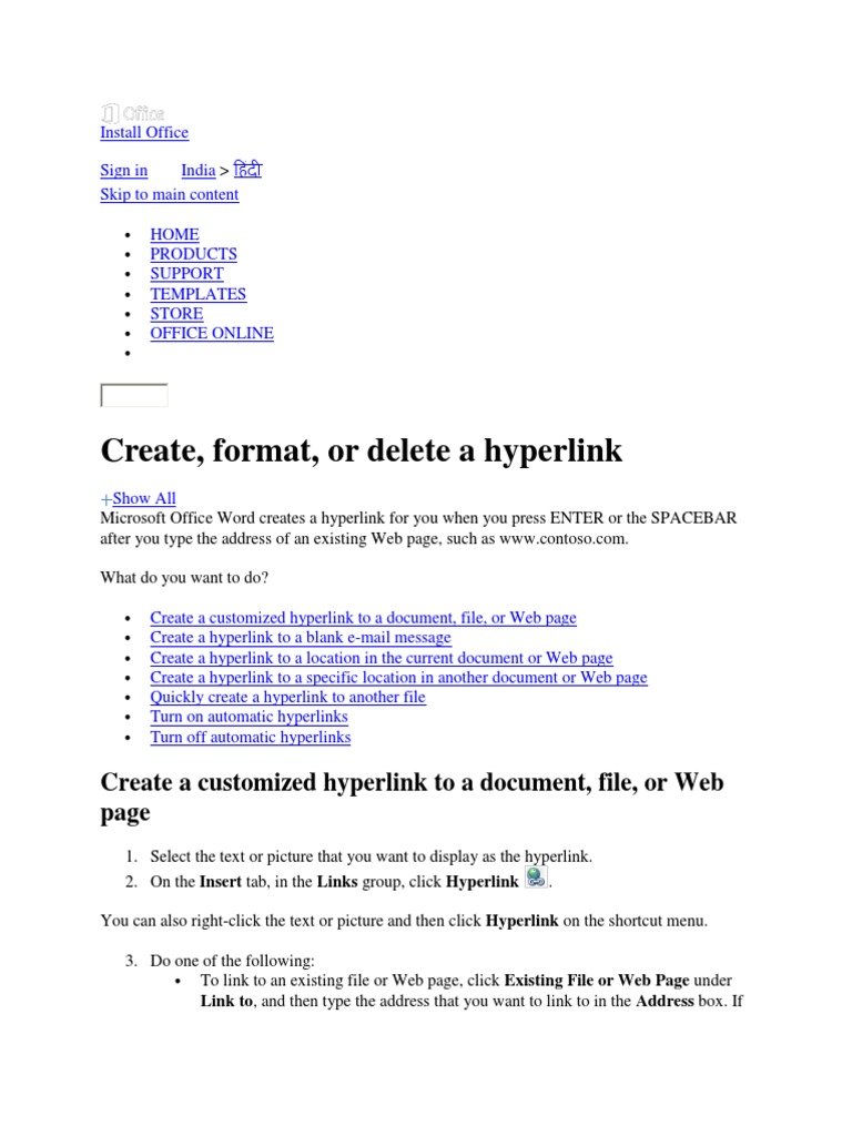 Create, Format, or Delete A Hyperlink | PDF | Career & Growth